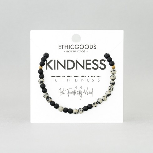 Ethic Goods Women's 4mm Morse Code Bracelet [kindness] - Onyx ...