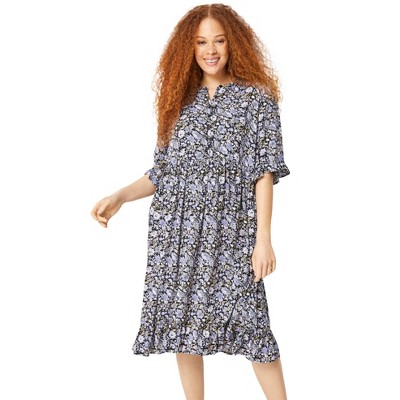 Ellos Women's Plus Size Ruffled Empire Dress : Target