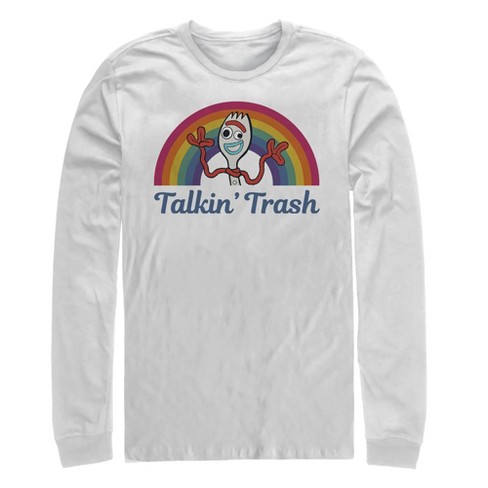 Men's Toy Story Forky Talkin' Trash Rainbow Long Sleeve Shirt - White ...