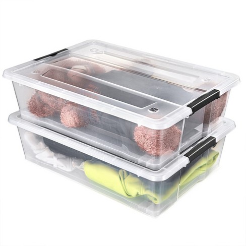 Sorbus 2 Pack 40qt Clear Underbed Stackable Storage Bins With Lids And ...