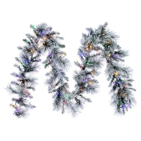 Vickerman 9' X 14" Flocked Jackson Pine Pre-lit Artificial Garland With ...