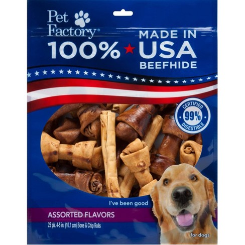 Pet Factory Made In Usa Beefhide Assorted Bones & Rolls : Target