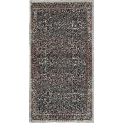 Nourison Washable Brilliance 2' X 4' Emerald Vintage Indoor Bathroom ...