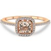 Pompeii3 1 Ct Cushion Halo 6mm Morganite & Diamond Rose Gold Engagement Anniversary Ring - Size ...