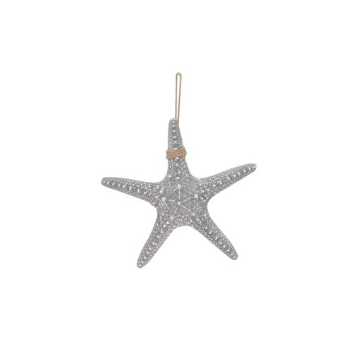 14" X 14" Polystone Starfish Wall Decor With Hanging Rope Gray - Olivia ...