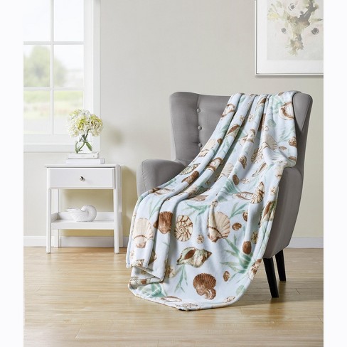 Kate Aurora Bermuda Tropical Seashells Ultra Soft & Plush Accent Throw ...