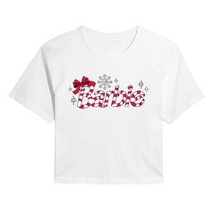 Women's - Barbie - Candy Cane Cropped Graphic T-Shirt : Target