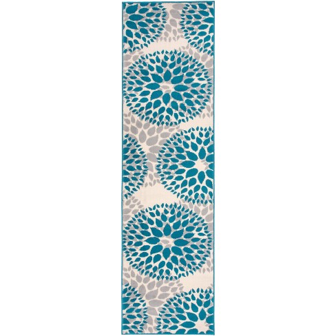 World Rug Gallery Modern Floral Circles Blue 2'x10' Runner Rug : Target