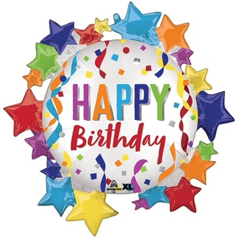 Loonballoon 30 Inch Colorful Starburst Birthday Medium Size Balloon ...