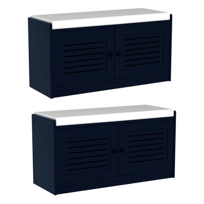 Entryway Storage Bench With Cushioned Seat, Shoe Rack And Drawers ...