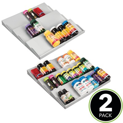 Mdesign Plastic Bathroom Slanted Vitamin Storage Drawer Organizer, 2 ...
