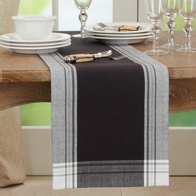 Saro Lifestyle Stripe Border Runner, Black, 13" X 72" : Target