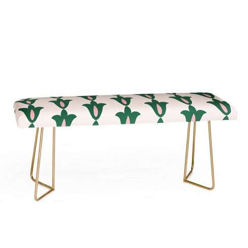 Maritza Lisa Retro Green Floral Pattern Bench Green - Deny Designs : Target