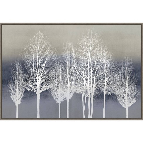 Amanti Art 33"x23" Trees On Blue By Kate Bennett Framed Canvas Wall Art ...