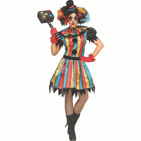 Fun World Womens Carny Clown Dress Costume : Target