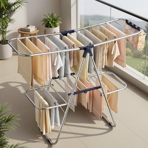 LEDREM Foldable Metal Laundry Rack, Clothes Drying Rack, Height ...