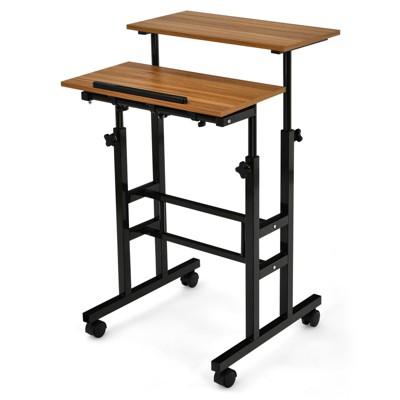 Mount-it! Wide Mobile Stand Up Desk | Height Adjustable Rolling ...