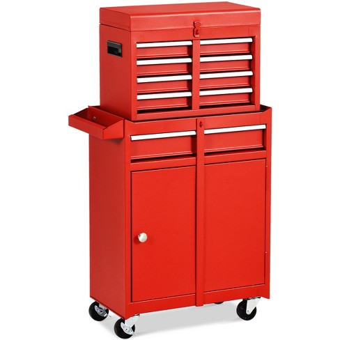 Costway 2 In 1 Tool Chest & Cabinet With 5 Sliding Drawers Rolling ...