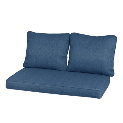 Aoodor Deep Seating Bench Loveseat Cushions Set - Set Of 3(dark Blue ...