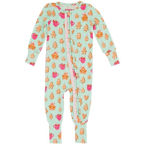 Rufflebutts Softsnooze Baby Girls Ruffle One Piece Convertible Pajamas ...