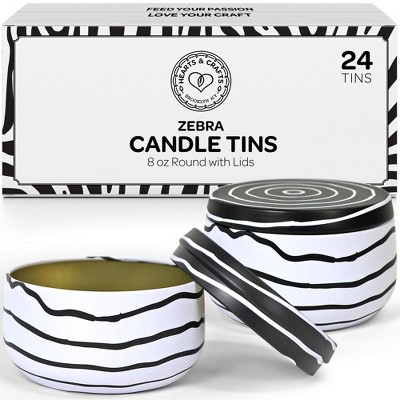 Hearts & Crafts Zebra Candle Tins 8 Oz With Lids - 24-pack, White : Target
