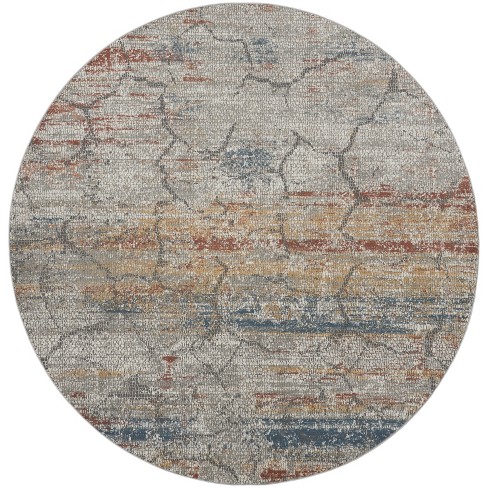 Nourison Rustic Textures 5'3" X Round Multicolor Abstract Indoor Rug ...