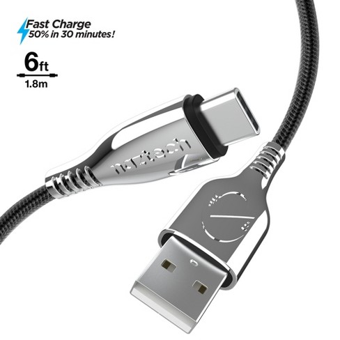 Naztech Titanium Usb To Usb-c Braided Cable | 6' | Black : Target