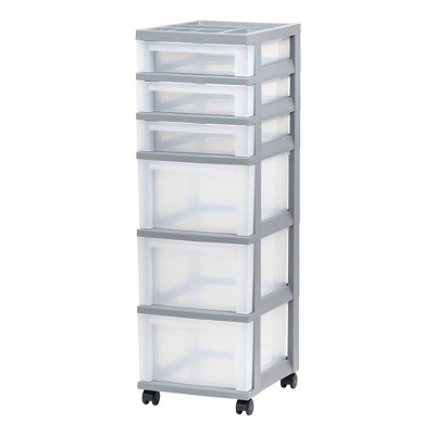 Iris 6 Drawer Storage Cart With Organizer Top Black : Target