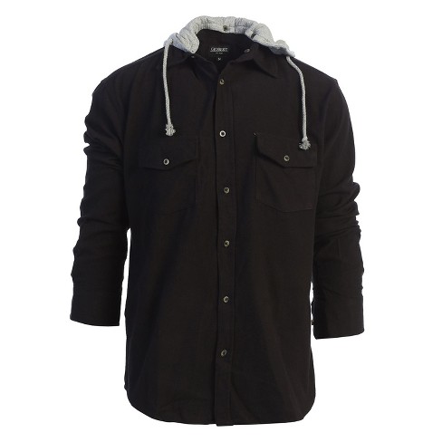 Gioberti Men's Removable Hoodie Plaid Checkered Flannel Shirt, Black ...