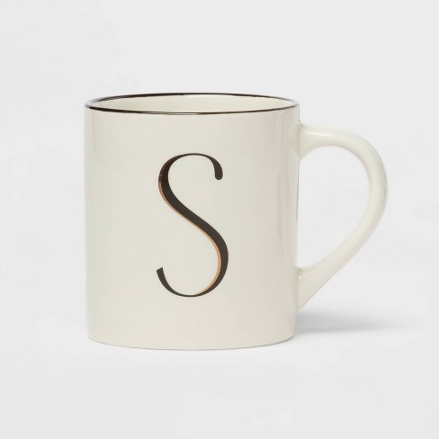 16oz Stoneware Monogram S Mug Ivory - Threshold™: Initial Coffee ...