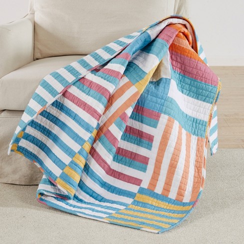 Sol Stripe Patch Quilted Throw - Levtex Home : Target