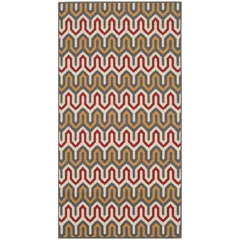 Hampton Ham516 Power Loomed Indoor/outdoor Accent Rug - Dark Grey/rust ...