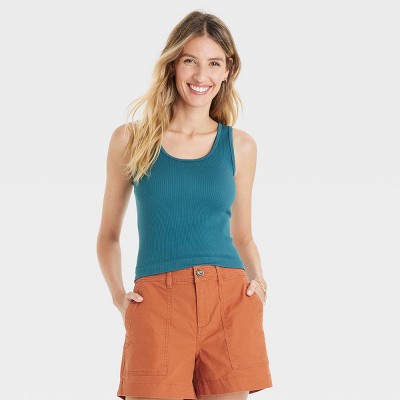 Women's Seamless Slim Fit Tank Top - A New Day™ Teal M : Target