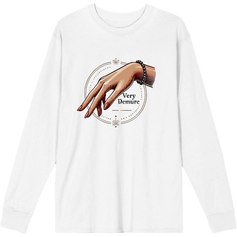 Very Demure Hand With Bracelet Adult White Crew Neck Long Sleeve Shirt ...
