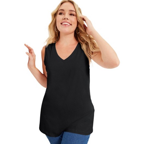 June + Vie By Roaman's Women's Plus Size V-neck One + Only Tank Top ...