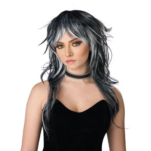 California Costumes Tempting Tresses Adult Wig (black/white), Standard ...