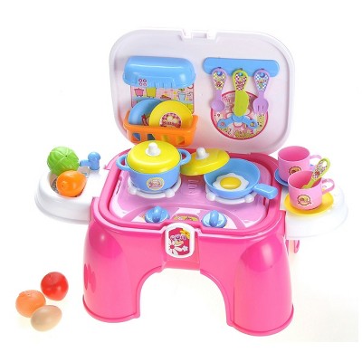 Link Ready! Set! Cook! Portable Kids Kitchen Cooking Set Toy With ...