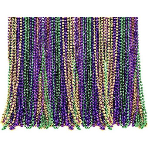 72 Bulk Mardi Gras Beads Necklaces Purple Green Gold 33 Inches Long 7mm Thick Party Favors Costume Accessories By 4e s Novelty Target