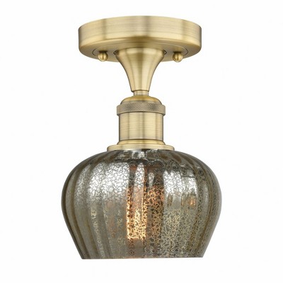Innovations Lighting Fenton 1 - Light Semi-flush Mount In Brushed Brass ...