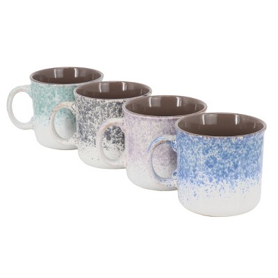 Gibson Home Blurry 4 Piece 19 Ounce Stoneware Straight Shape Mug Set In ...