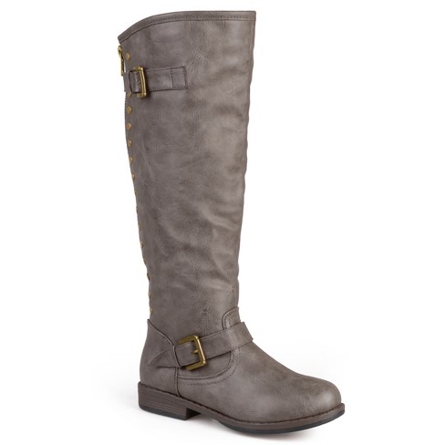 Journee Collection Womens Spokane Stacked Heel Riding Boots Taupe 10 ...