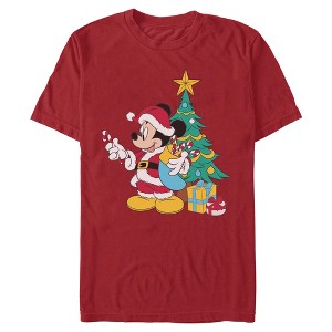 Mens Mickey & Friends Christmas Tree Santa Mouse T Shirt : Target
