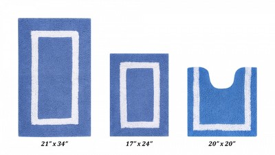 Better Trends Shaggy Border Bath Rug, 100% Cotton, 3 Piece Set (17" X ...