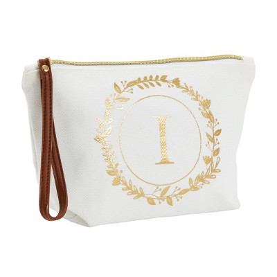 Glamlily Gold Initial I Personalized Makeup Bag For Women, Monogrammed ...
