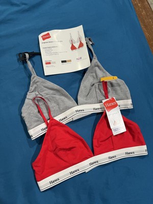 Hanes Originals Women's 2pk Stretch Triangle Bralette Mho102 - Black ...