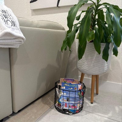 Round Wire Storage Basket With Handles Black - Hearth & Hand™ With ...