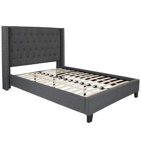 Merrick Lane Upholstered Full Size Platform Bed In Dark Gray Fabric ...