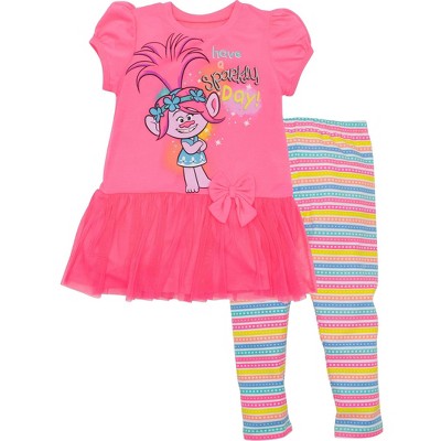 Dreamworks Trolls Poppy Girls T-shirt And Leggings Outfit Set Toddler ...
