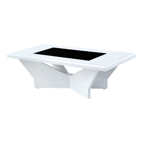 Manke Tempered Glass Top Insert Coffee Table White - Mibasics: Modern ...