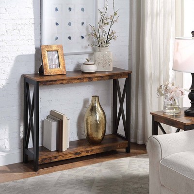 Breighton Home Xavier Console Table With Shelf Barnwood/black : Target